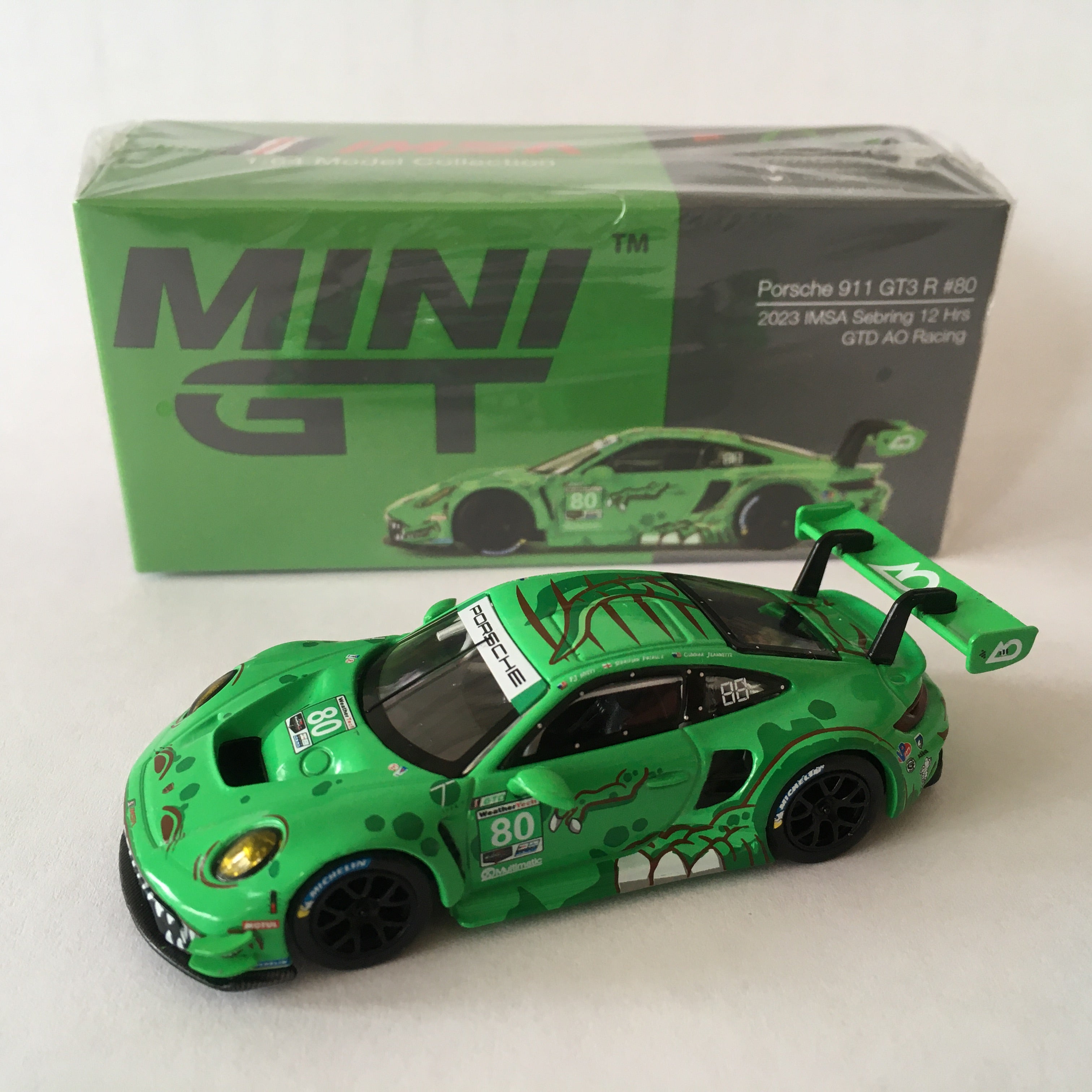 MINI GT 1:64 scale Porsche 911 GT3 R #80 2023 IMSA Sebring 12 Hrs GTD ...