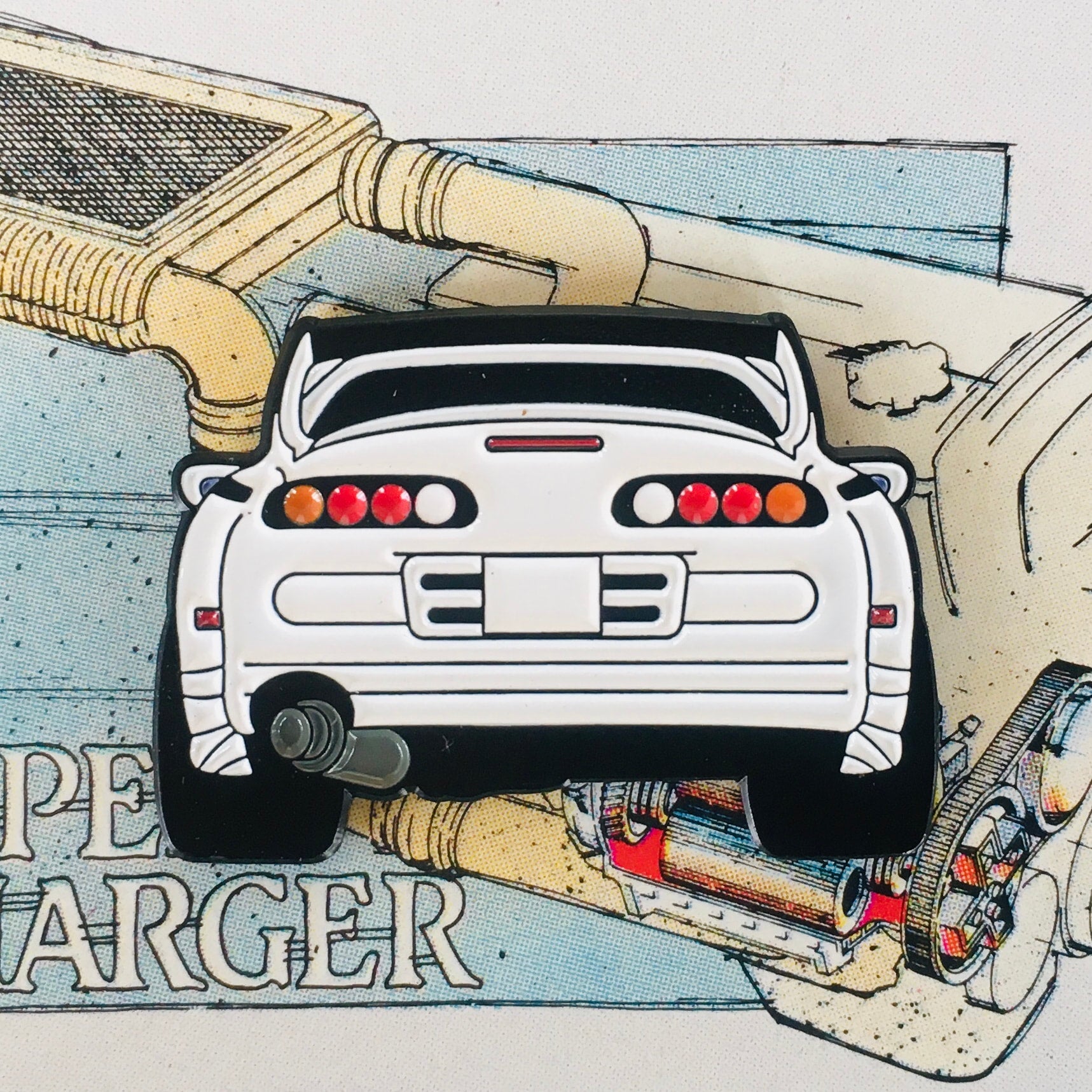 Petrolhead Pins Toyota Supra Mk IV enamel pin - super white | PeopleKars