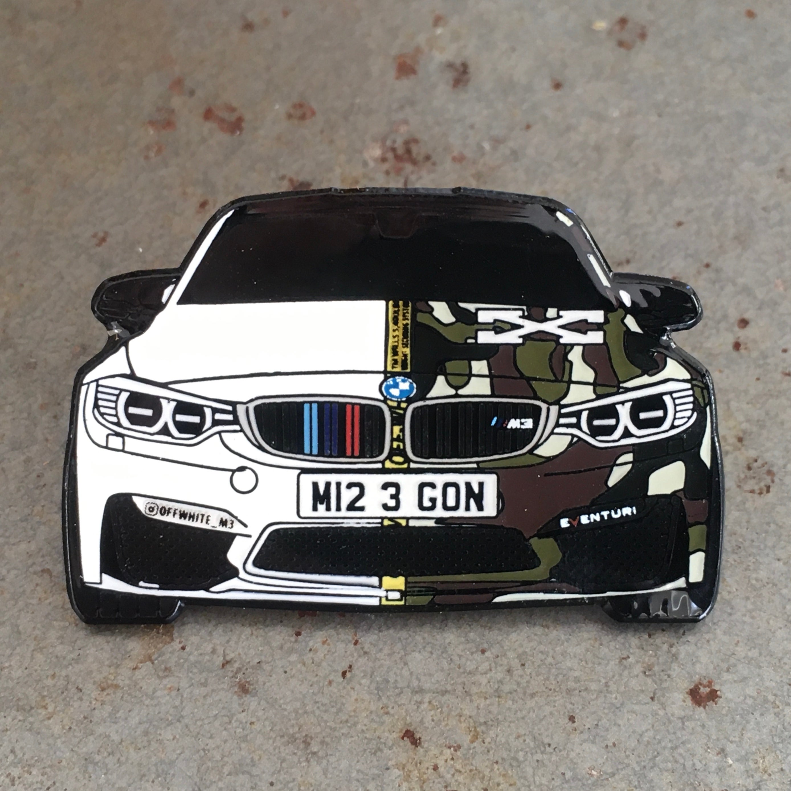 Petrolhead Pins BMW @OFFWHITE_M3 enamel pin - Half Camo Wrap | PeopleKars